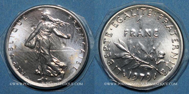 FRENCH MODERN COINS 1 franc 1979 5e république (1959- ). Semeuse BU ...