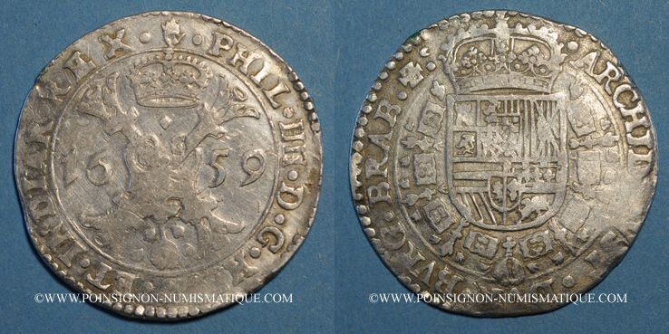 EUROPE 1659 Belgique. Brabant. Philippe IV (1621-1665). Patagon Anvers ...