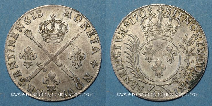 FRENCH ROYAL COINS 33 sols 1705 BB Louis XIV (1643-1715). Monnayage ...
