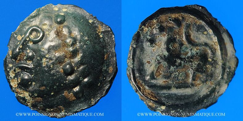 CELTIC COINS Potin Séquanes. Région de Besançon. à la grosse tête ...