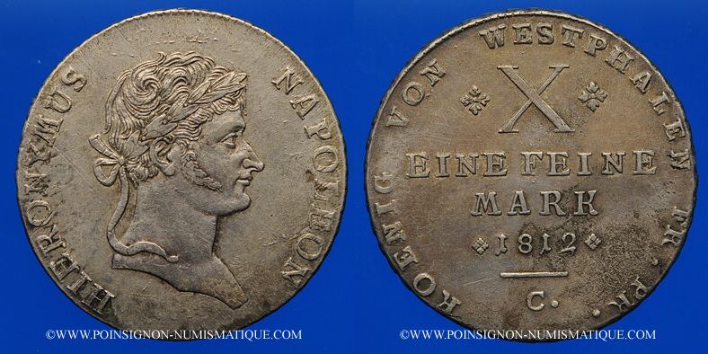 FRENCH MODERN COINS Taler 1812 C Allemagne. Westphalie. Jérôme Napoléon ...