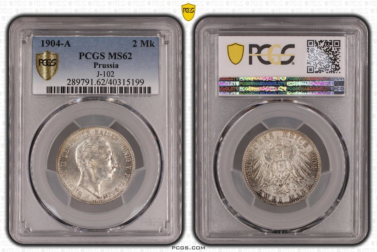 Prussia Preußen 2 Mark 1904-A Wilhelm II. PCGS MS62 | MA-Shops
