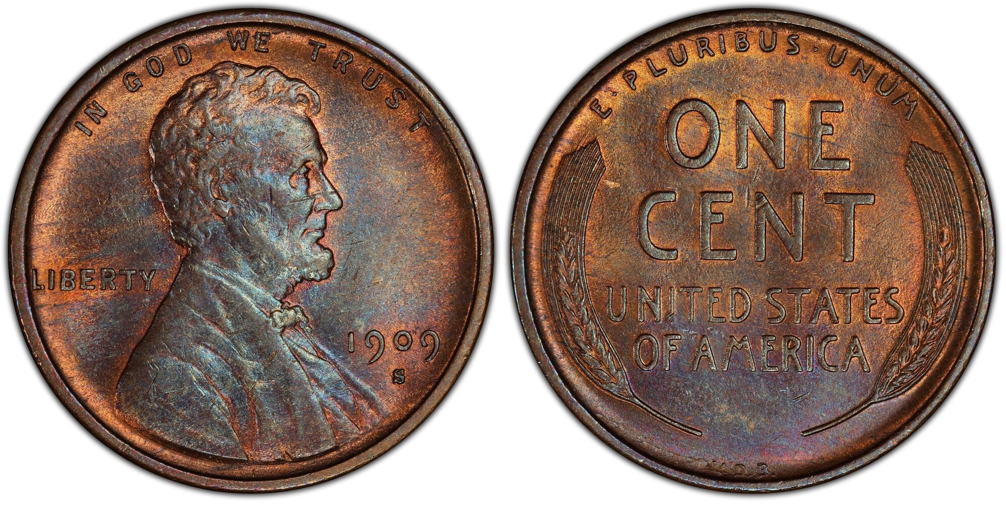 The United States of America 1 Cent 1909-S VDB LIncoln Cent PCGS MS62BN ...