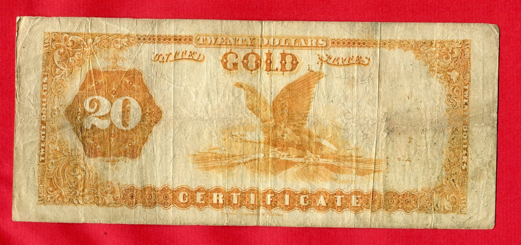 20 Dollars Gold Certificate USA 20 Dollar Banknote Serie 1882 in Gold ...