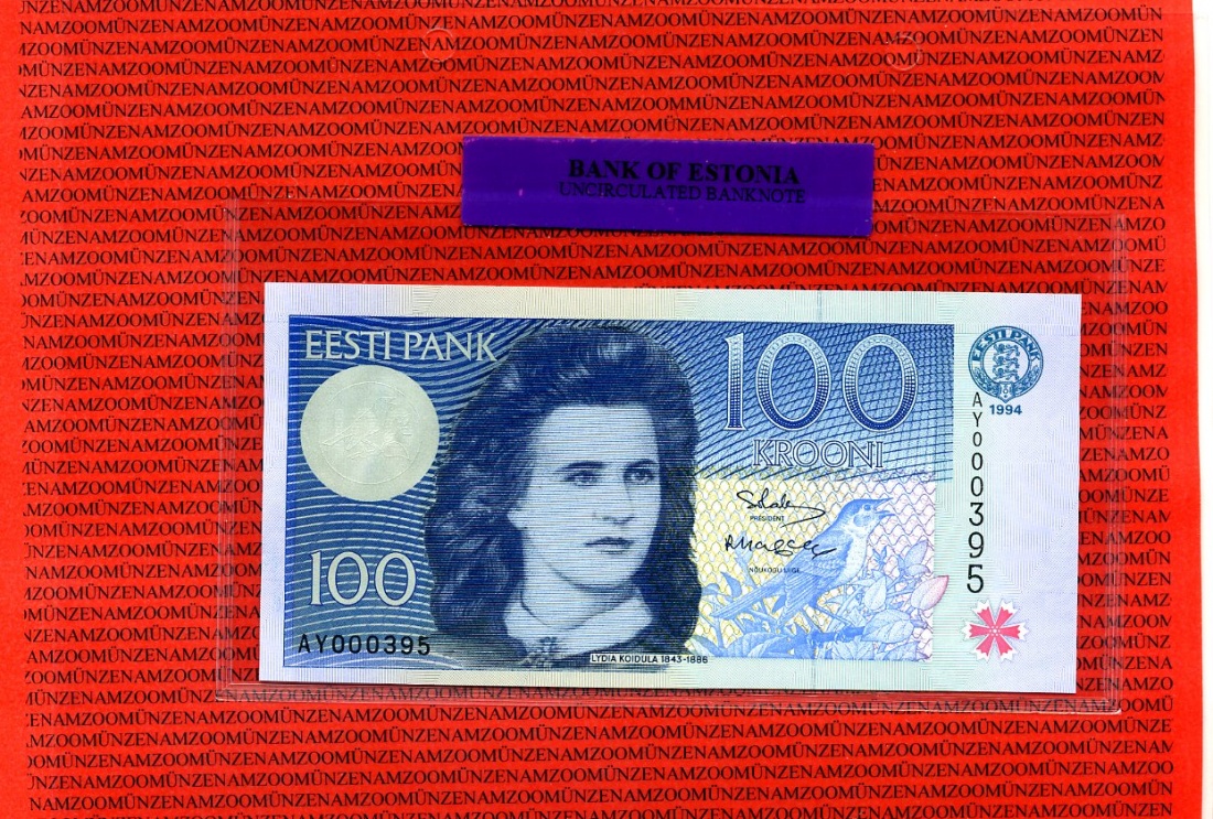 Estlans, Estonia 100 Krooni Kronen Estland 100 Krooni 1994, Lydia ...
