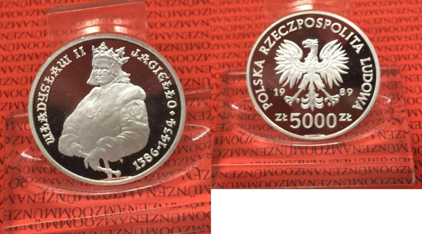 5000 Zloty 1989 Polen 5.000 zl Wladislaw II Jagiello Sehr Selten Typ II ...