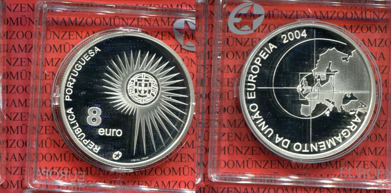 Portugal 2004 8 Euro Silber EU-Erweiterung German grade proof | MA-Shops