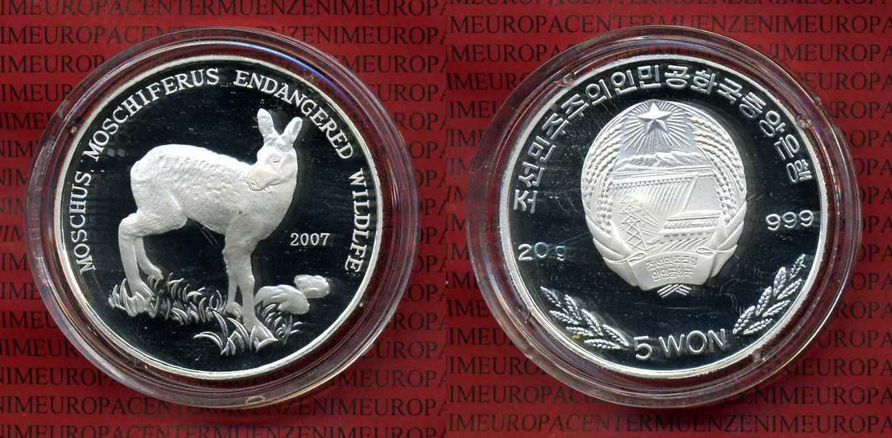 Nordkorea, Northern Korea 5 Won Silbermünze Nordkorea 5 Won 2007 ...