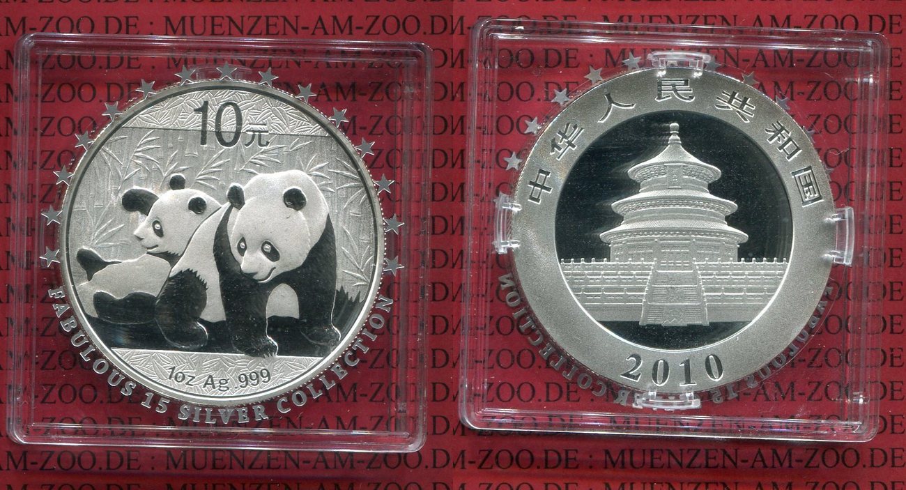 China Volksrepublik, PRC 10 Yuan Panda 1 Unze Silber China Panda 10 ...