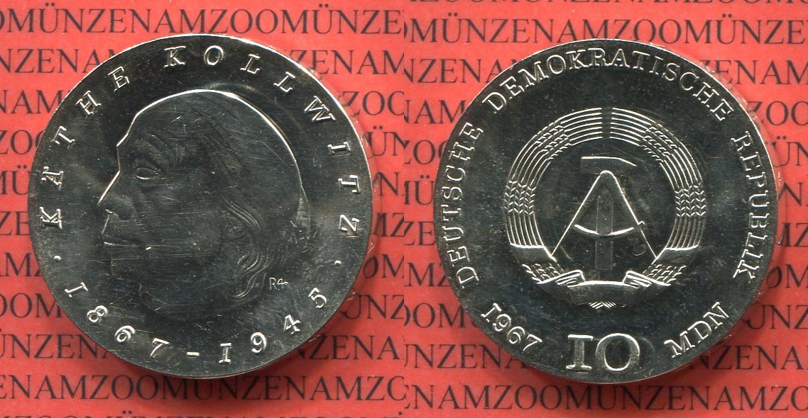 DDR, GDR Eastern Germany 10 Mark Silber Probe DDR 10 Mark 1967 Käthe ...