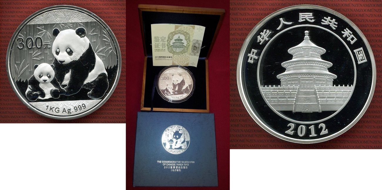 China Volksrepublik PRC 300 Yuan 2012 China 1 Kilo Panda ...