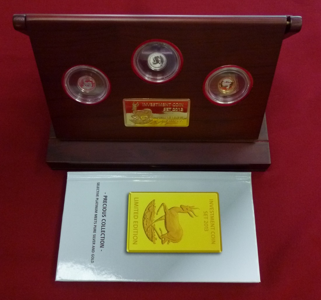 2 x 1.000 Francs Gold, 1 x 100 Francs Silber Gabun 2013 Investment Coin ...