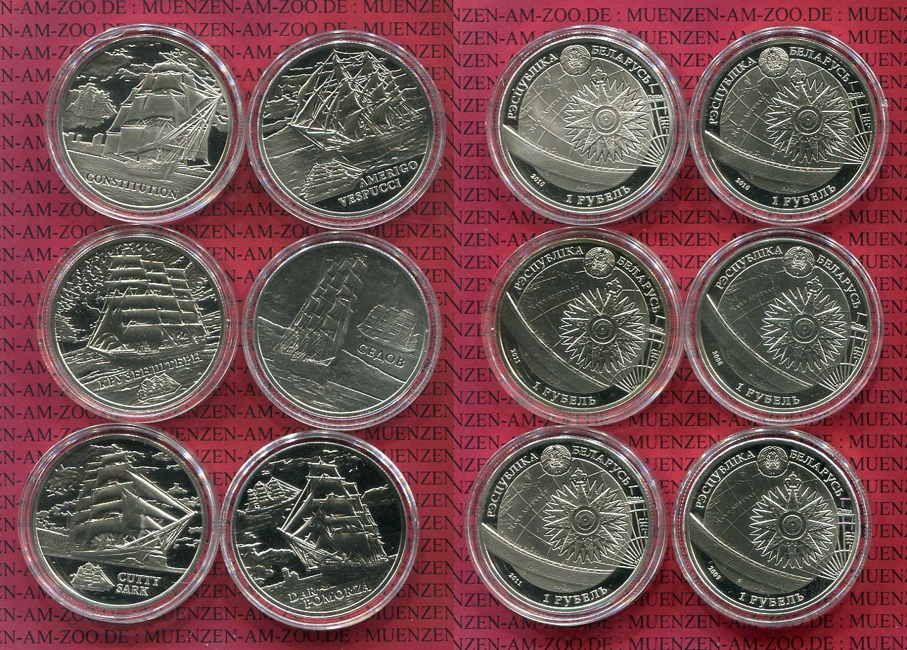 6 X 1 Rubel Rouble 2009 2011 Weissrussland Belarus 6 X 1 Rubel 6 X 1 Rubel Rouble 2009 2011 Weissrussland Belarus 6 X 1 Rubel