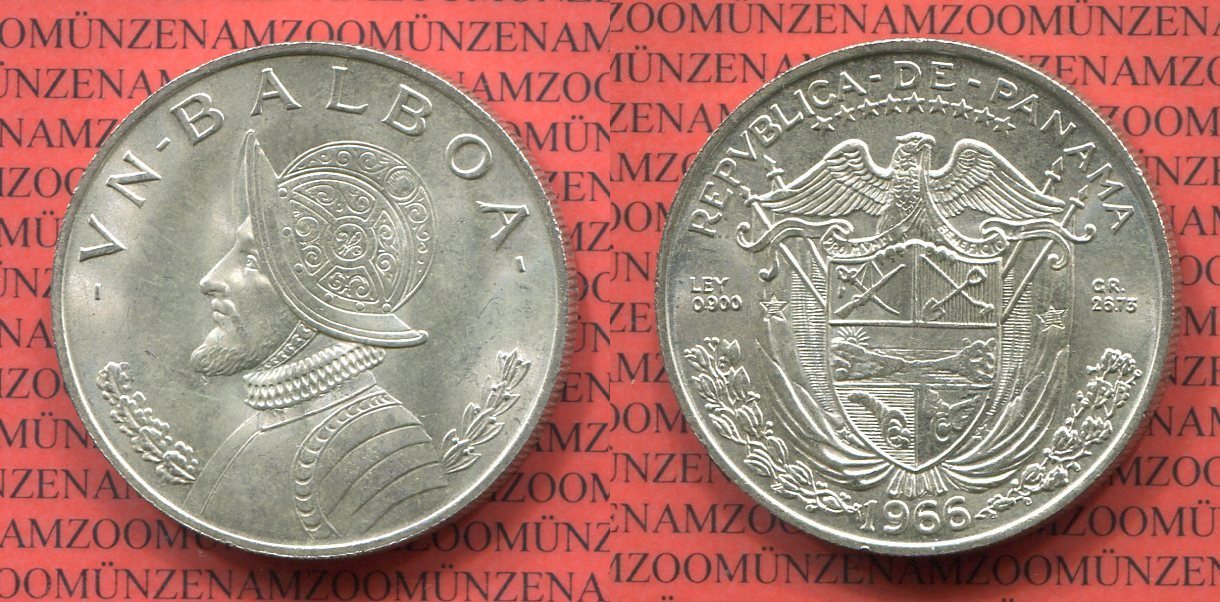 Panama 1 Balboa Silbermünze 1966 VN Balboa xf-au | MA-Shops