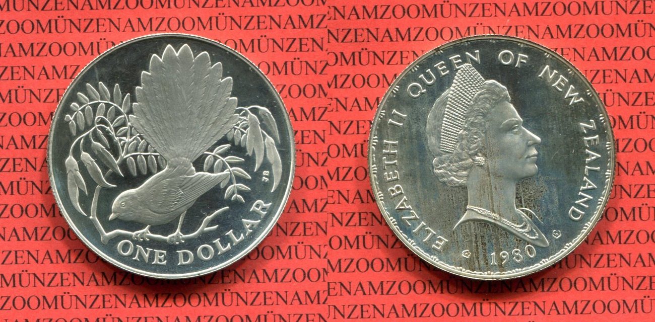 Neusseland Neuseeland 1 Dollar Silber 1980 Fantail Bird Proof With neusseland-neuseeland-1-dollar-silber-1980-fantail-bird-proof-with