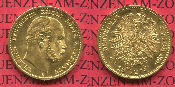 Preußen, State of Prussia German Empire 10 Mark Goldmünze Kursmünze ...