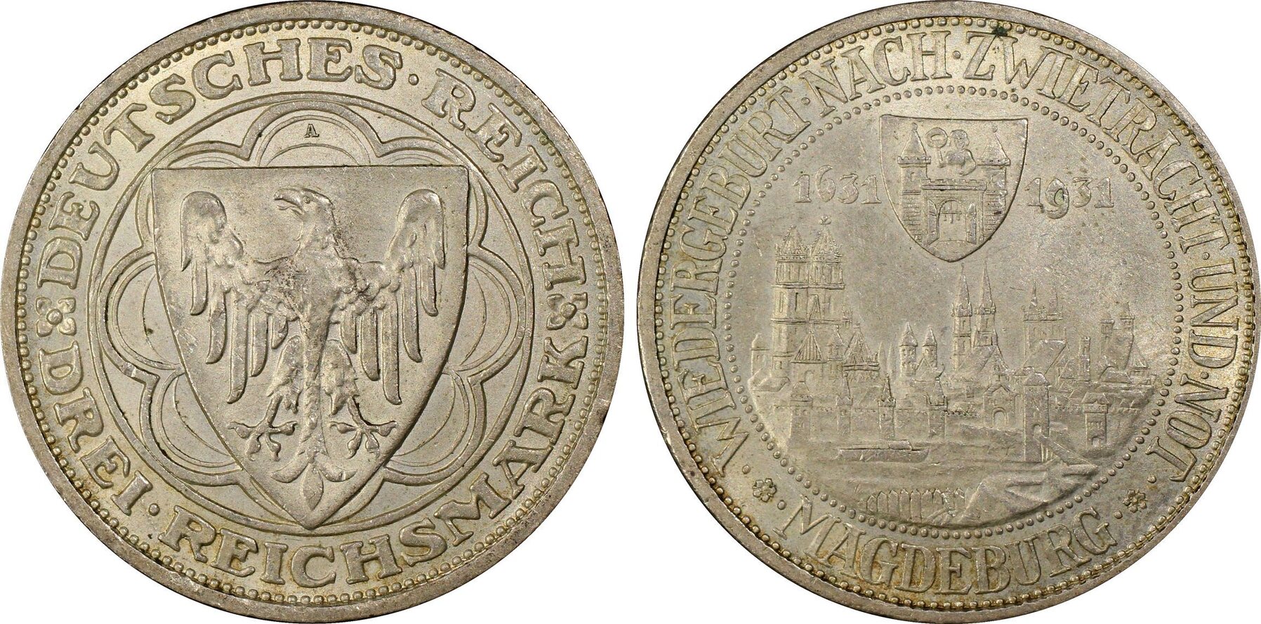 Deutschland Weimarer Republik Germany 3 Mark 1931-A Silbergedenkmünze ...