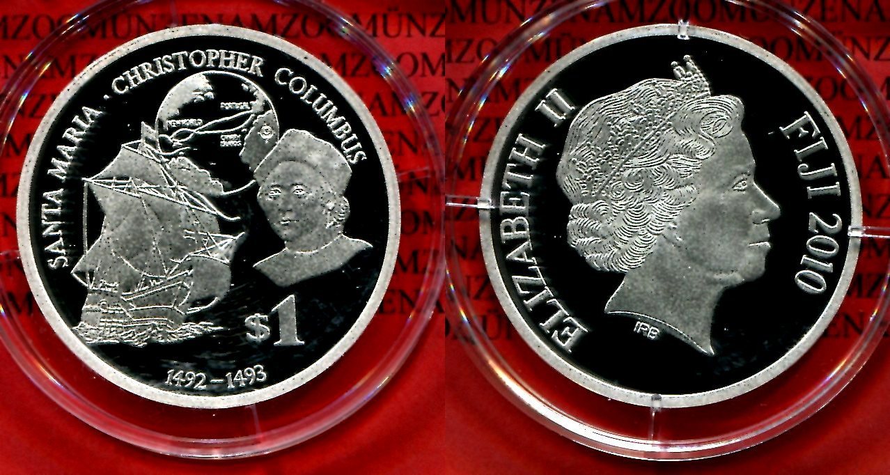 Fiji 1 Dollar Silber 2010 Santa Maria Proof with capsule | MA-Shops