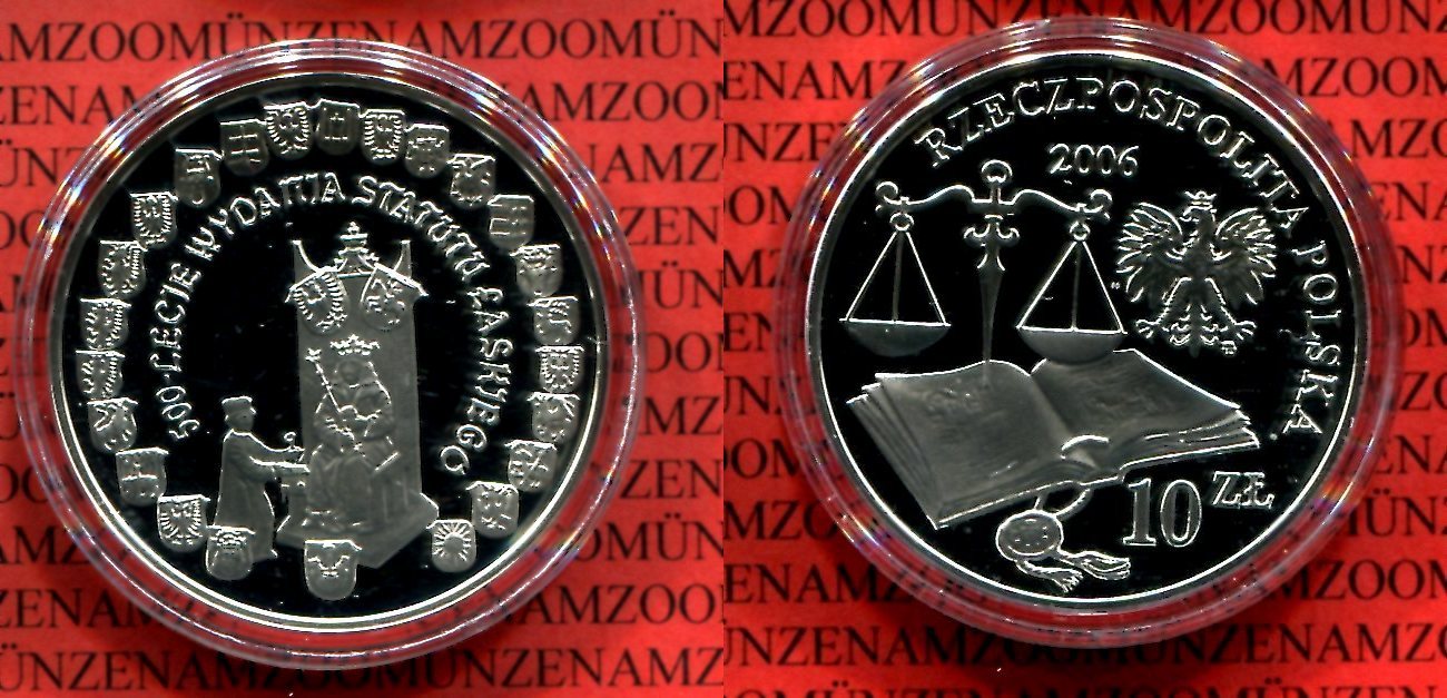 Polen 10 Zloty Silber 2006 500. Jahrestag der Proklamation des Jan ...