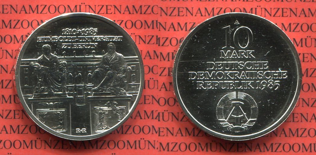 DDR, GDR Eastern Germany 10 Mark DDR Silber Gedenkmünze 1985 Humboldt ...