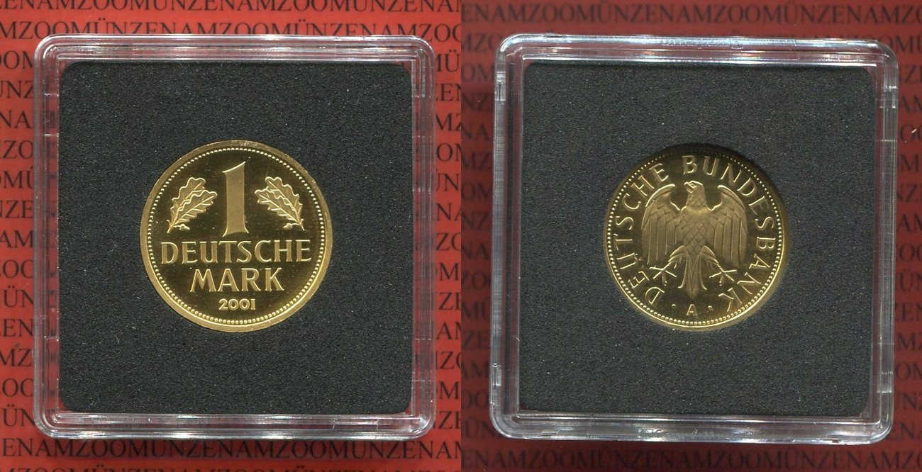 Bundesrepublik Deutschland 1 DM Gold Goldmark 2001 A, Berlin Gem BU ...