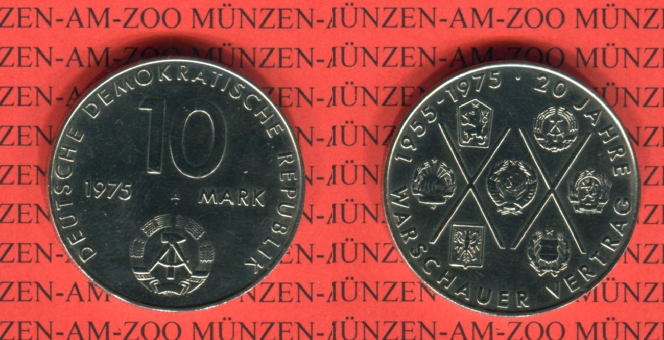 DDR 10 Mark 1975 Gedenkmünze 20 Jahre Warschauer Vertrag BU | MA-Shops