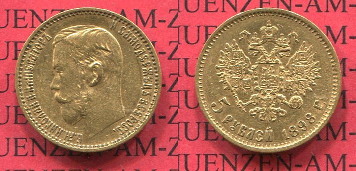 Russland Russia 5 Rubel Goldmünze Nikolaus II. 1898 Nikolaus II. USA xf | MA-Shops
