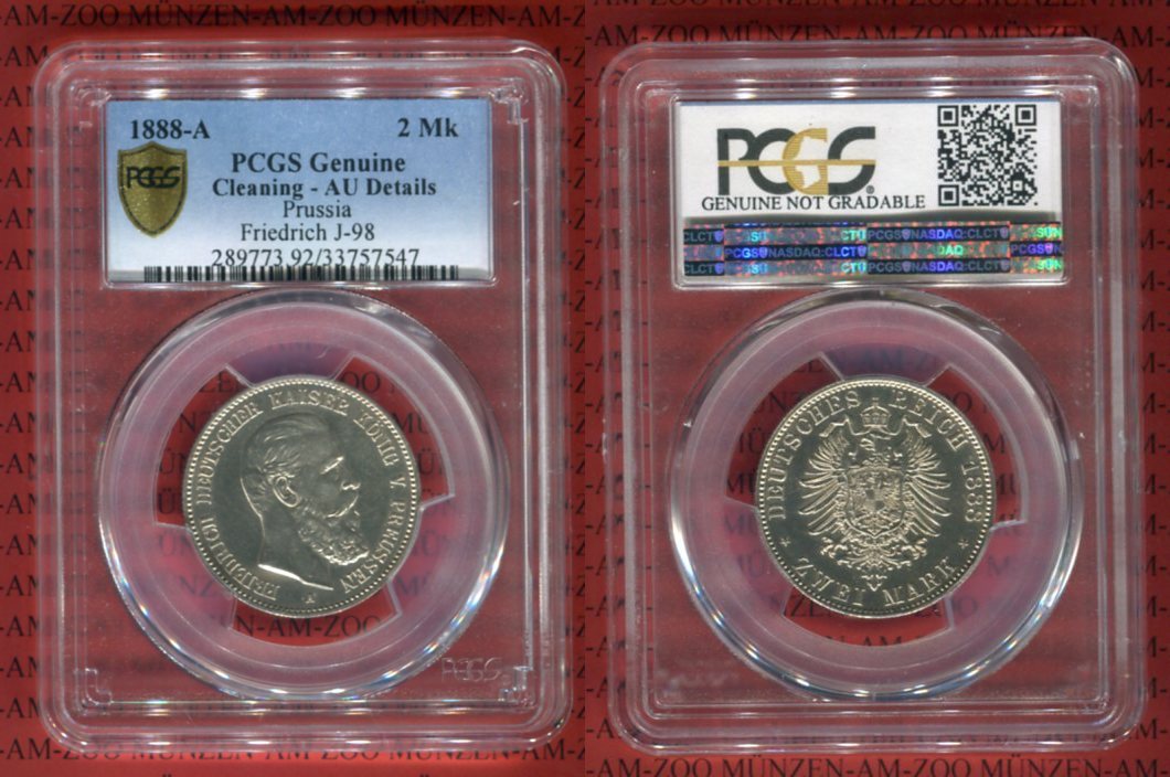 Preußen 2 Mark Silber Kursmünze 1888 A 2 Mark Silber Friedrich III ...