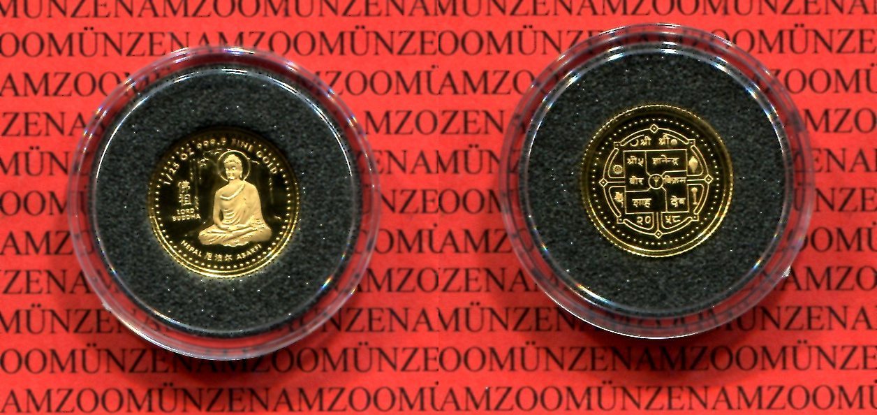 Singapore 1 Asarfi Minigoldmünze 2002 Buddha 1/25 Unze Proof with ...