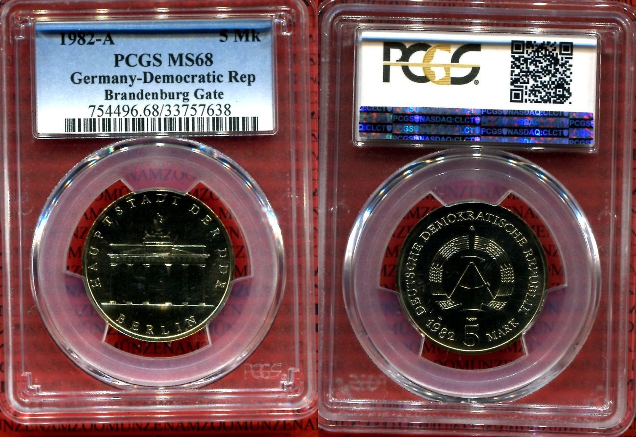 Deutsche Demokratische Republik 5 Mark 1982 A Brandenburger Tor PCGS ...