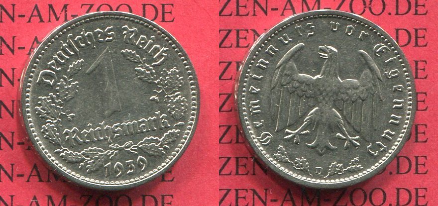 III. Reich 1 Reichsmark 1939 D USA unc | MA-Shops