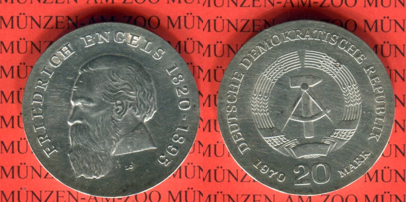 DDR 20 Mark Silbergedenkmünze 1970 Gedenkmünze 150. Geburtstag ...