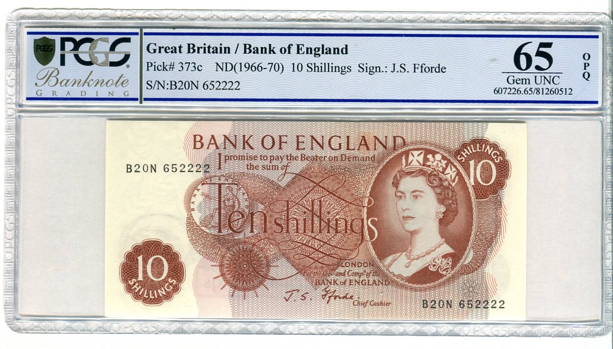 England 10 Shillings 1966-70 Frau mit Waffen PCGS 65 Gem UNC | MA-Shops
