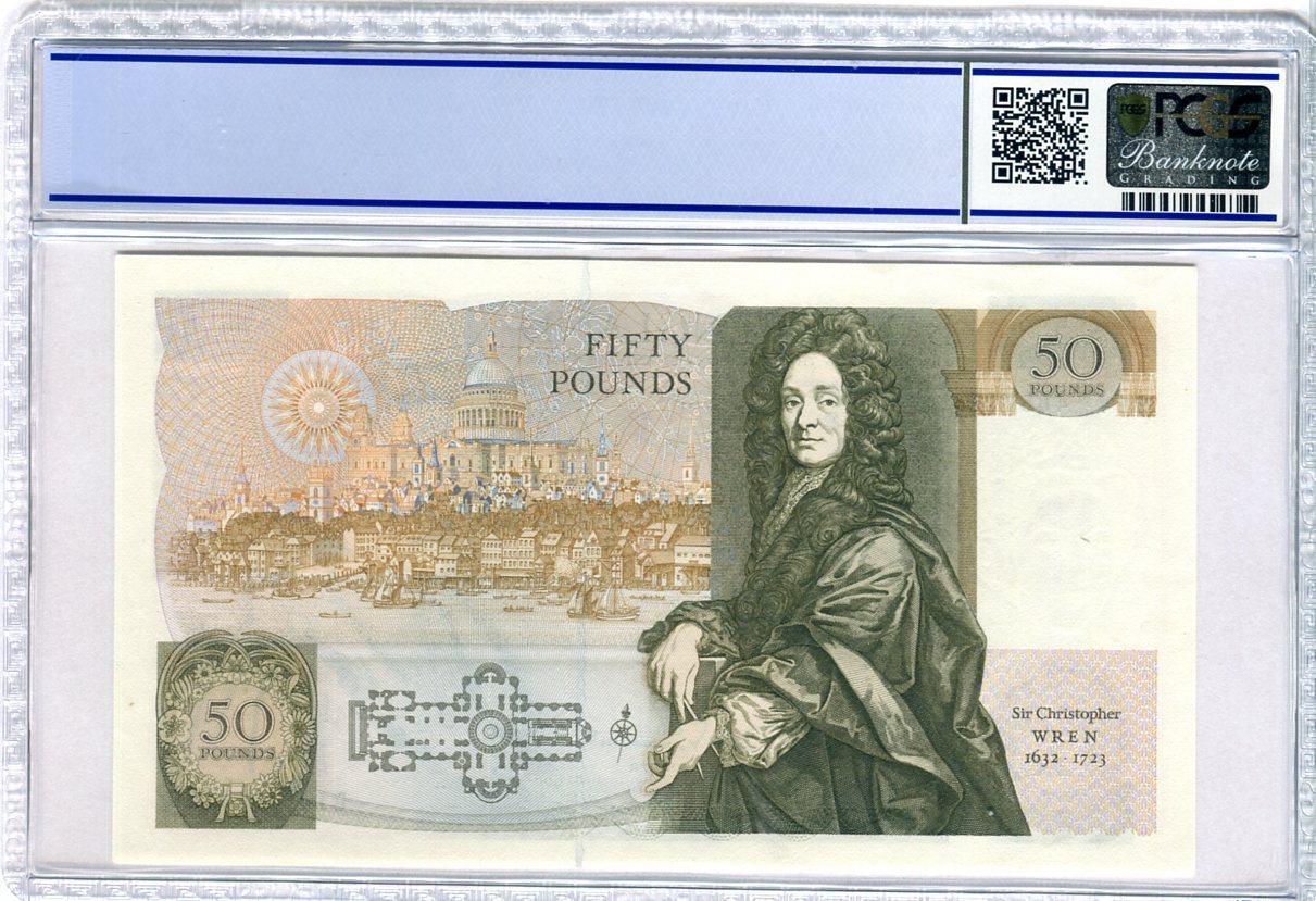 England 50 Pounds 1981-88 Sir Christopher Wren PCGS 65 Gem UNC | MA-Shops