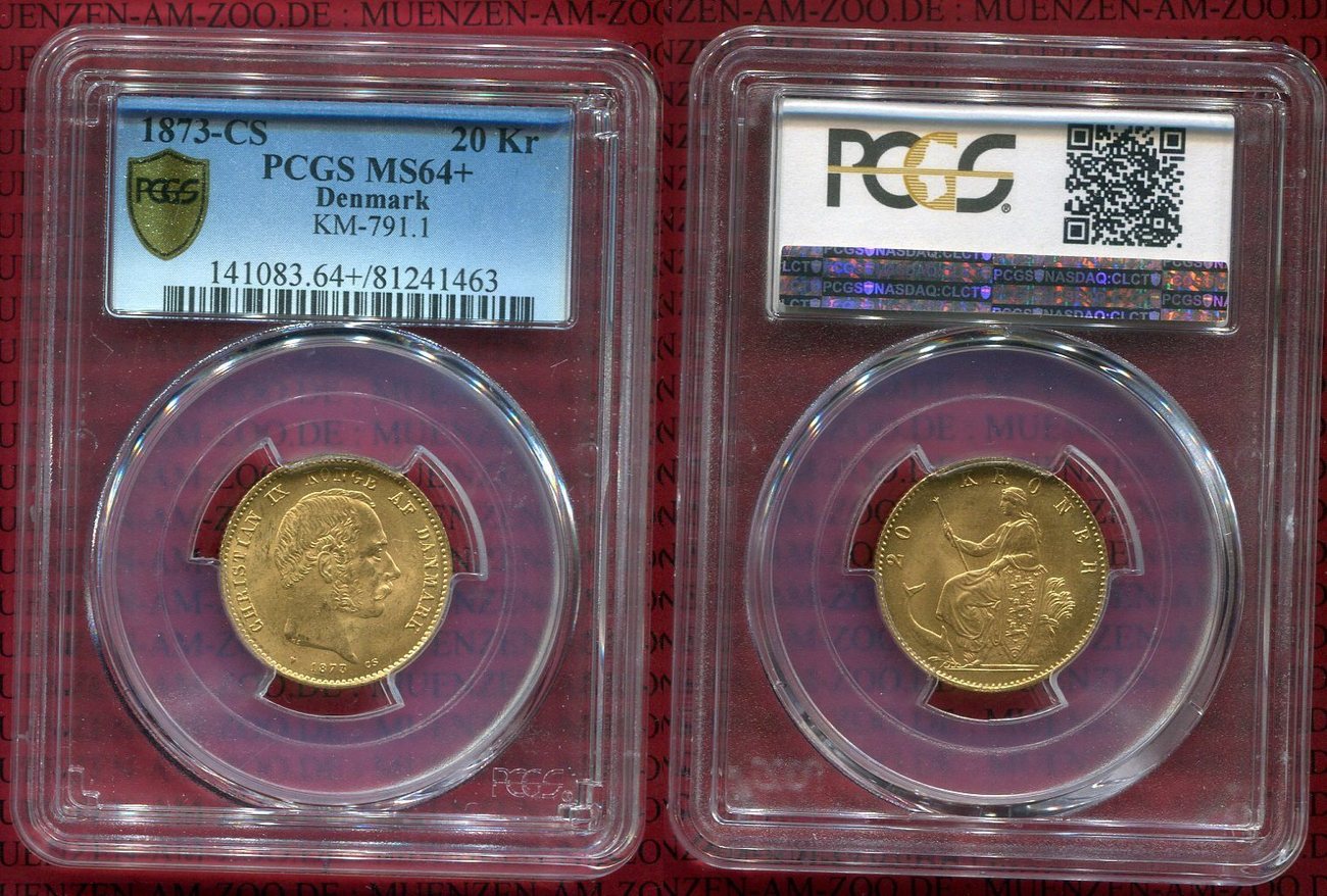 Dänemark Denmark 20 Kronen Goldmünze 1873 Christian IX. Kursmünze USA ...