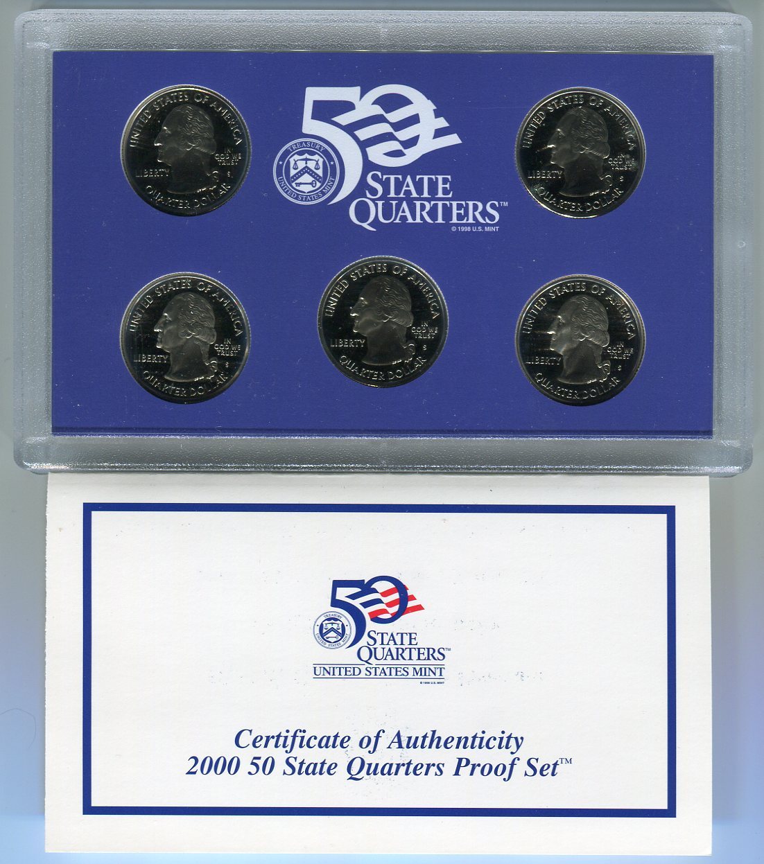 USA Quarters Set 5 x 0,25 Dollars 2000 50 State Quarters Proof Set | MA ...