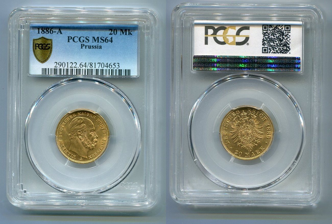 Preußen, Prussia German Empire 20 Mark Goldmünze, Preußen 1887 A ...