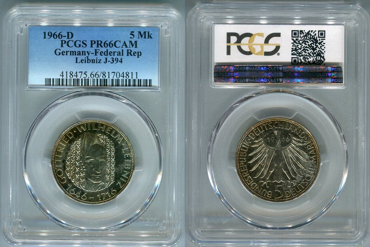 Bundesrepublik Deutschland, Germany FRG 5 DM Gedenkmünze Commemorative Coin 5 DM 1966 D ...