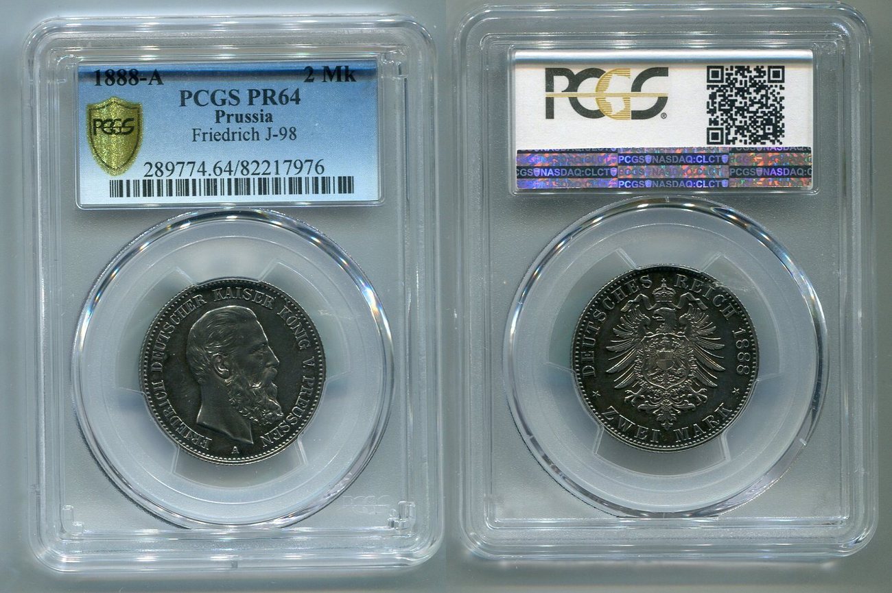 Preußen 2 Mark 1888 A Friedrich III. Regular strike Pop 6 only one ...
