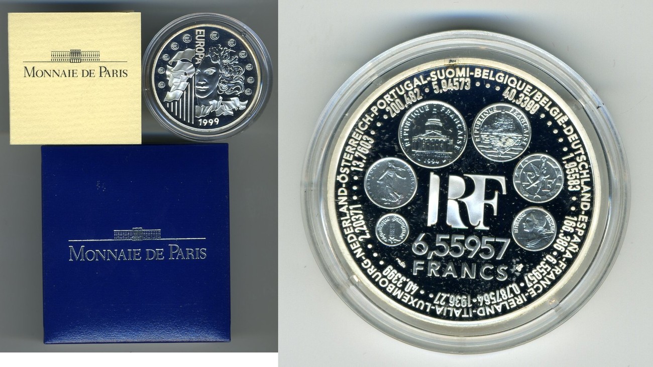 Frankreich 1999 6,55957 Francs Silbermünzen PP "Europa" proof | MA-Shops