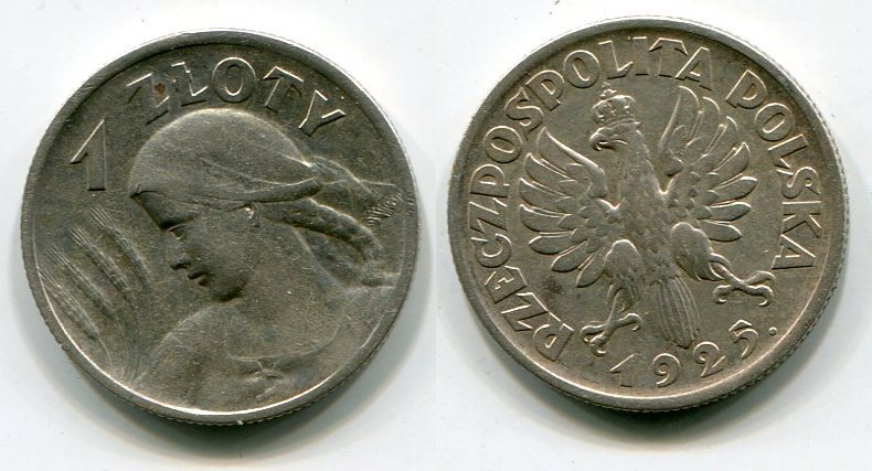 Polen, Poland 1 Zloty Silber 1925. mit Punkt USA au | MA-Shops