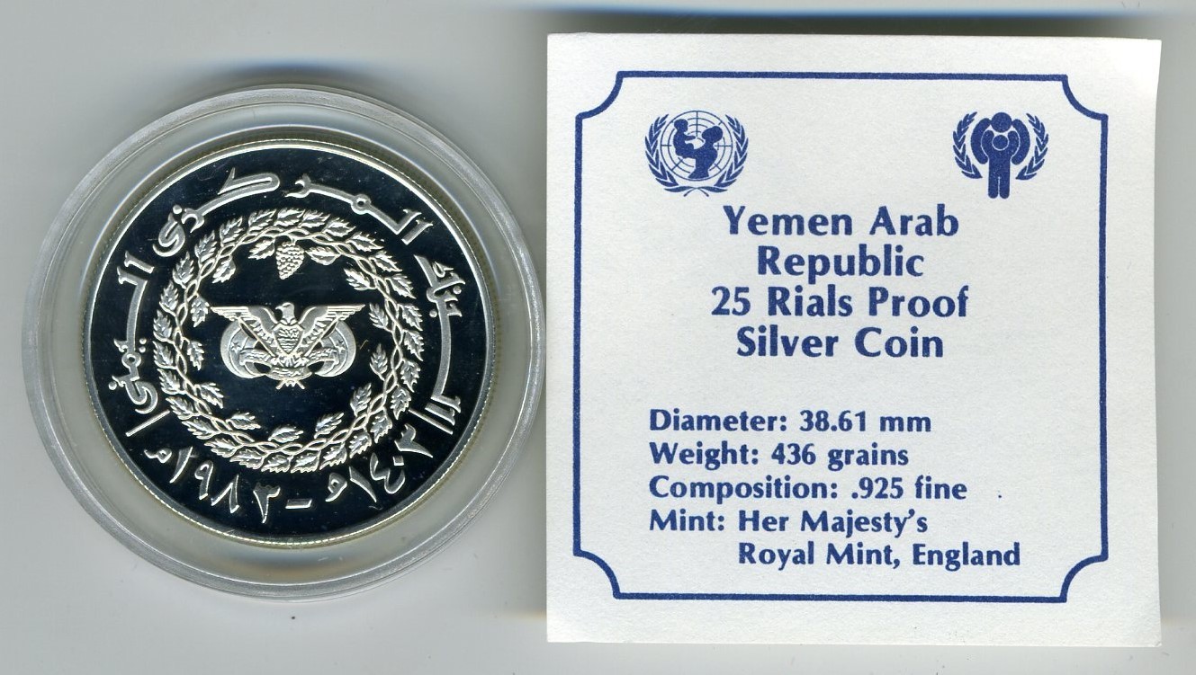 Jemen 1983 25 Rials Silbermünze PP "Jahr des Kindes" proof | MA-Shops