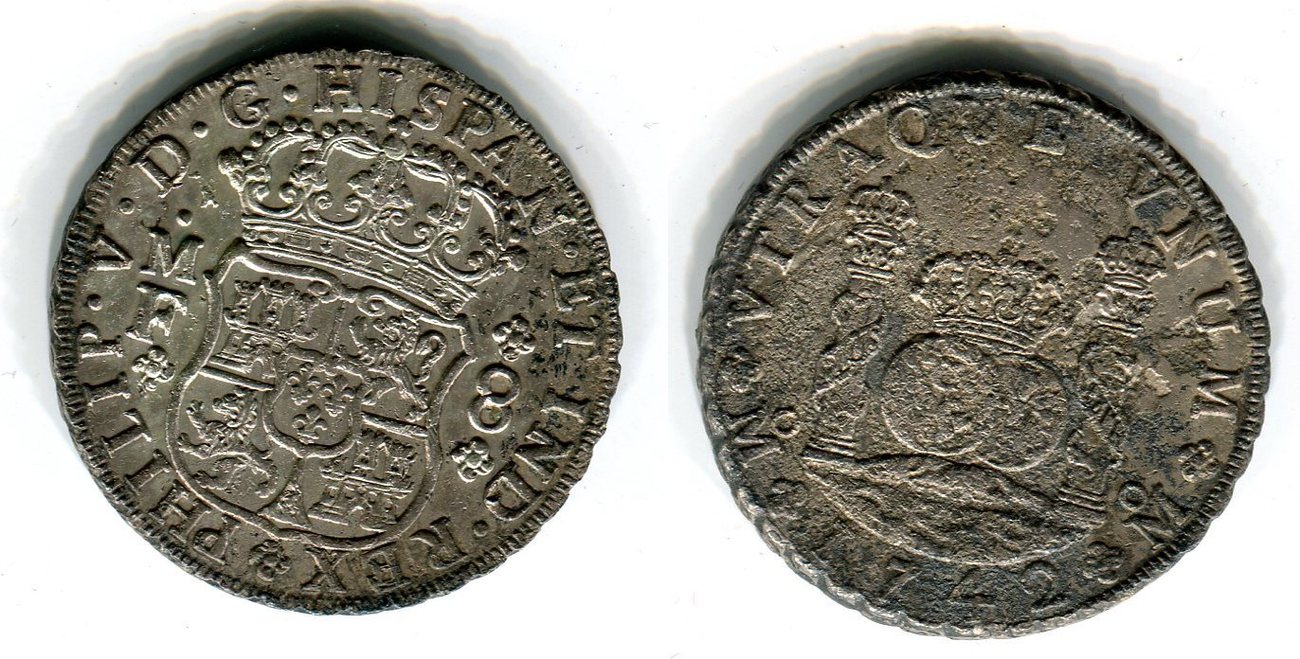 MEXICO Philip IV, 8 Reales 1742 F/Vf, old patina, Shipwreck Coin | MA-Shops