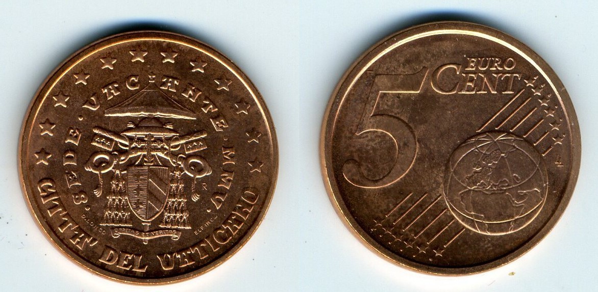 Vatikan 5 Cent Sede Vacante 2005/MMV Bankfrisch in Kapsel | MA-Shops