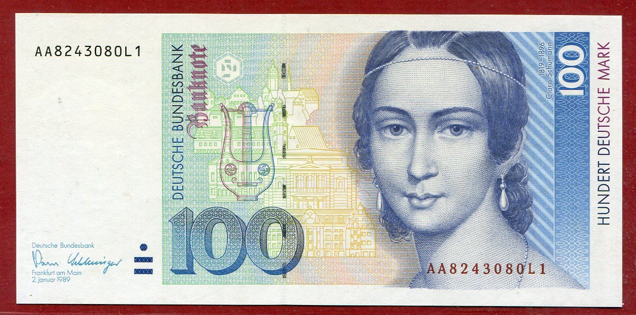 BRD,Deutsche Bundesbank 100 DM Deutsche Mark 1989 Clara Schumann I | MA ...