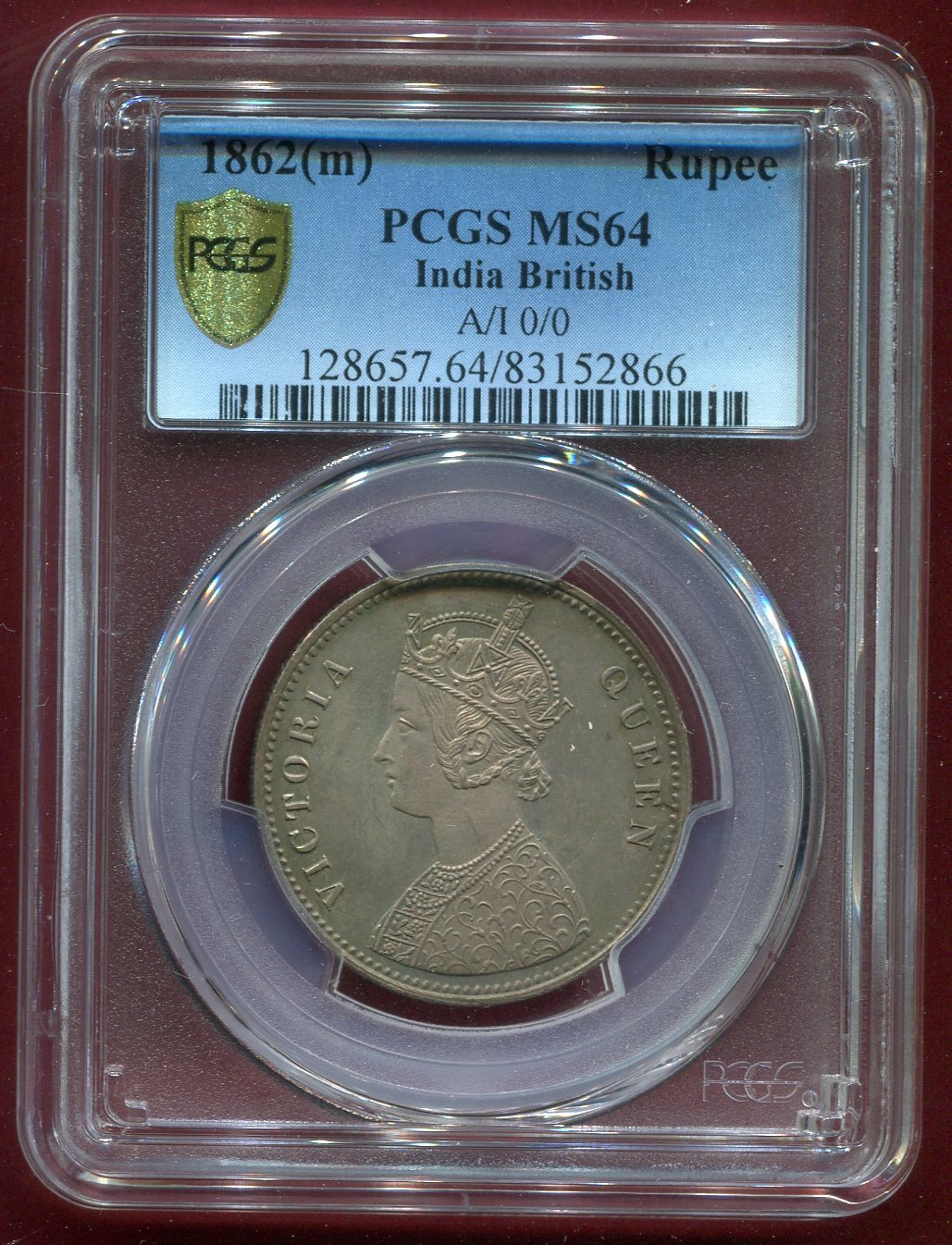 Indien England Rupie Rupee 1862 Victoria Var. A/10/0 Top Pop Highest ...