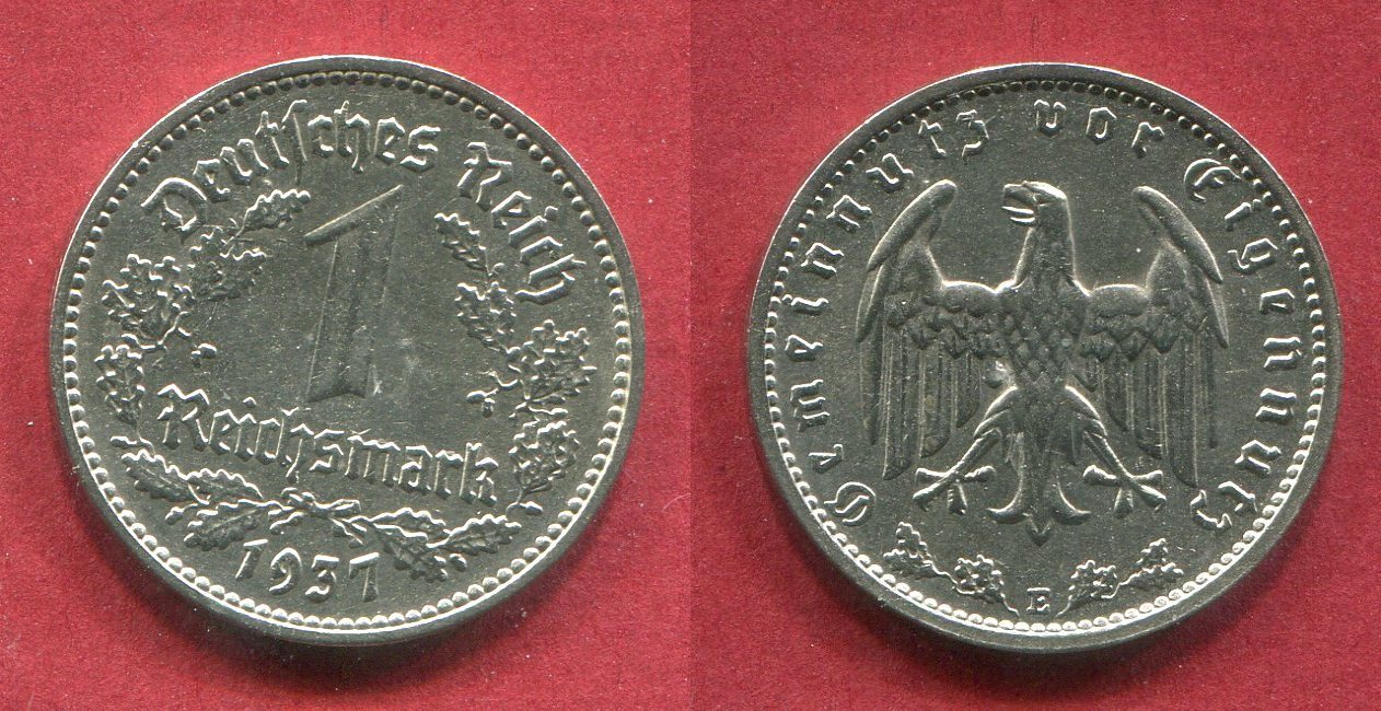 III. Reich 1 Reichsmark 1937 E Nickel USA AU-unc | MA-Shops