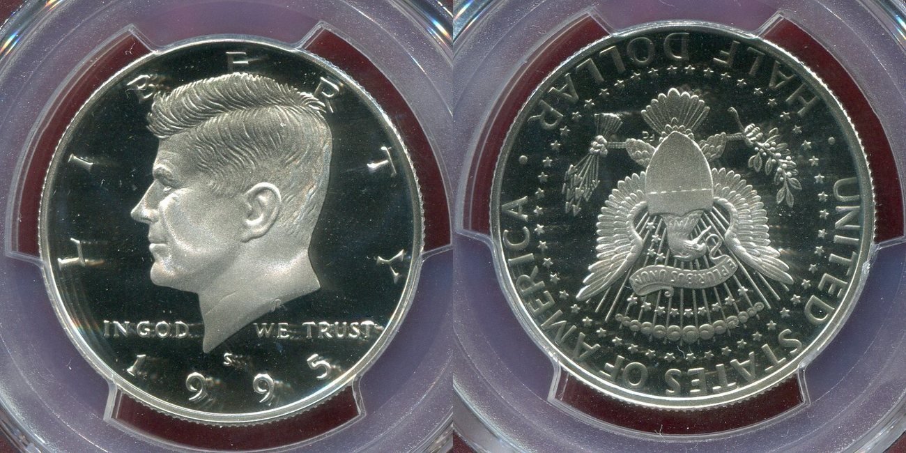 The United States of America USA 50C 1995-S Kennedy Jahrgang Key date ...