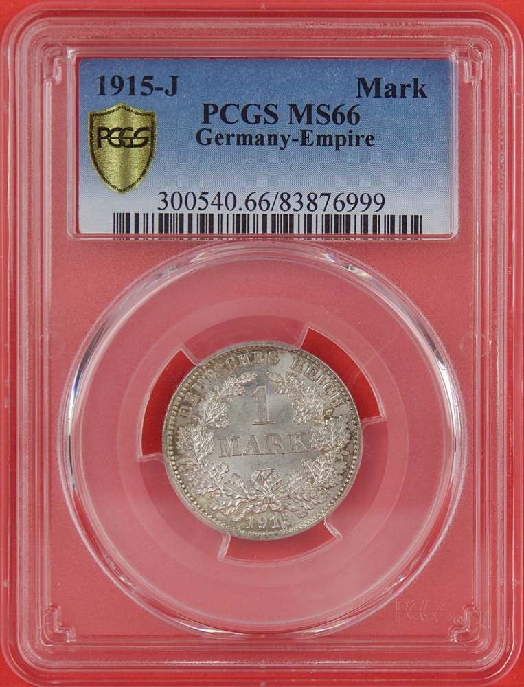 Germany-Empire 1 Mark 1915-J Deutsches Kaiserreich Regular Strike Kursmünze PCGS MS66 | MA-Shops