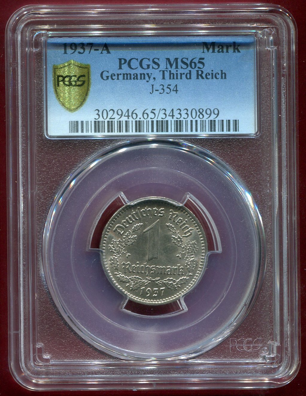 III. Reich 1 Mark 1937 A Regular Strike Kursmünze PCGS MS 65 | MA-Shops